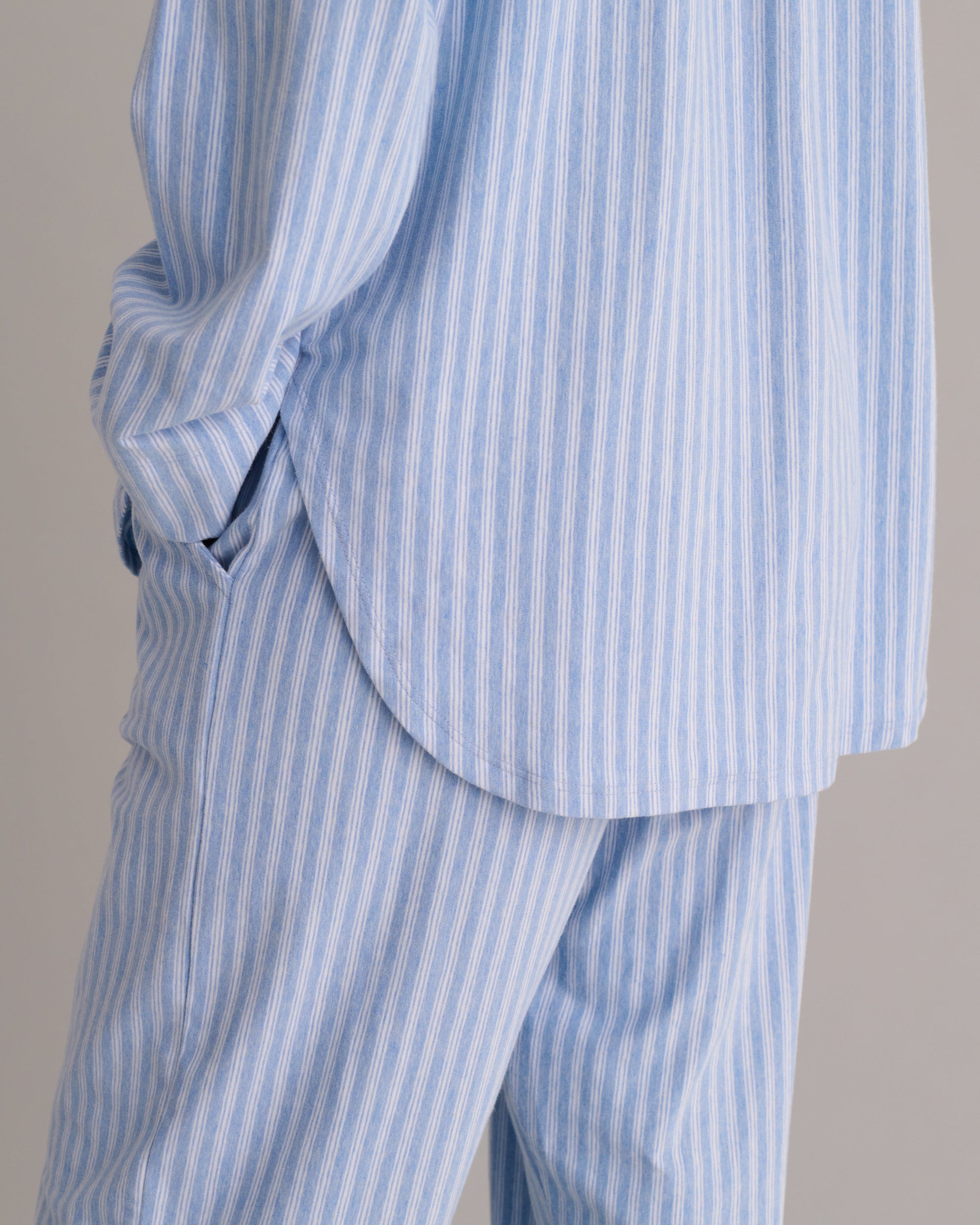 Pale Blue Striped Brushed Organic Cotton Pyjama Set – MAMU Dream