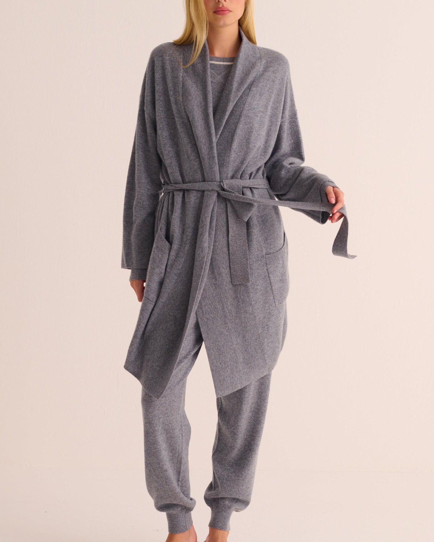 Silver Grey Pure Cashmere Robe – MAMU Dream